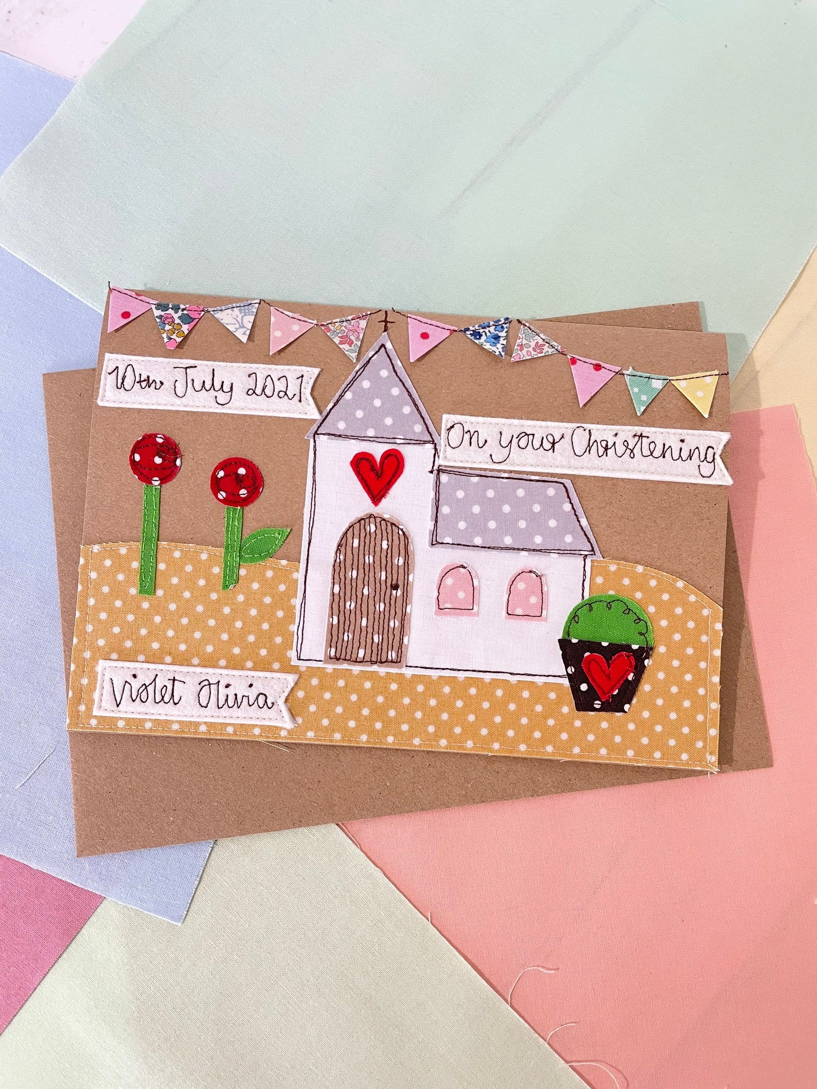 Wedding Church Embroidered Card Custom A5 - Etsy UK