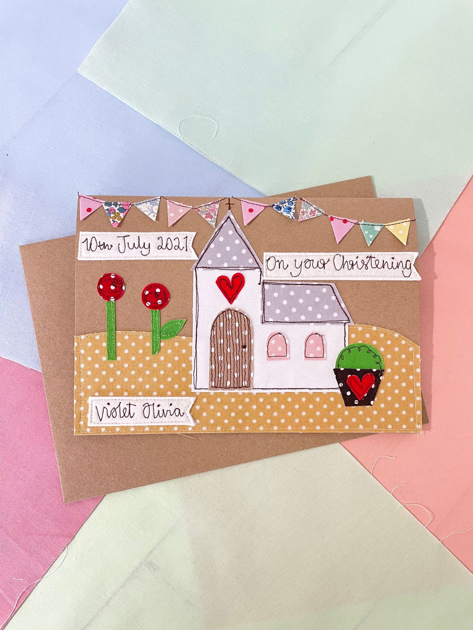 Wedding Church Embroidered Card Custom A5 - Etsy UK