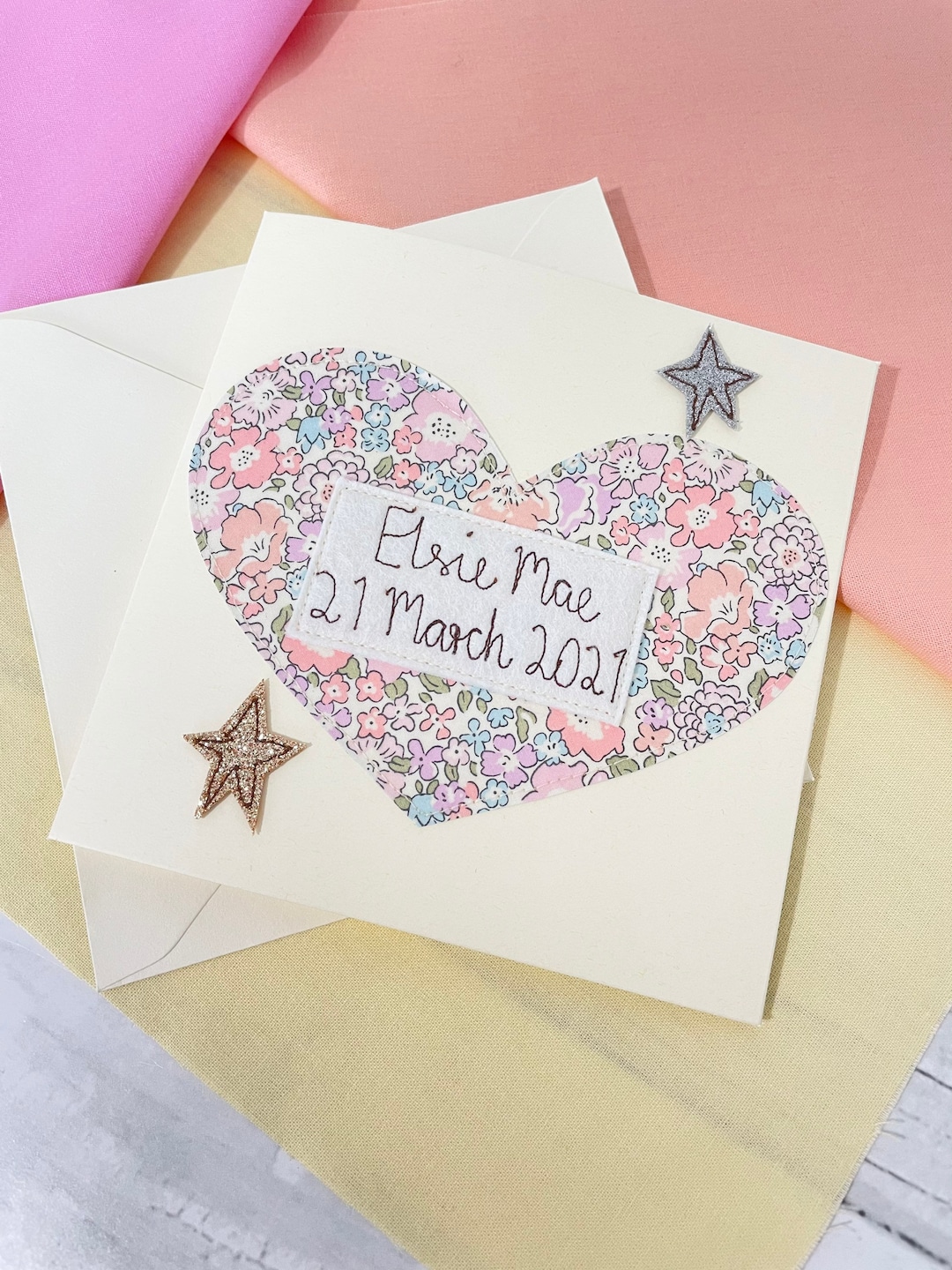 Heart New Baby Embroidered Birthday Card - Etsy