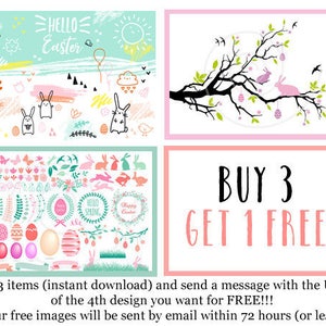 64 Easter Clip Art, Easter Photo Overlays, Bunny, Egg, Spring Flowers ...