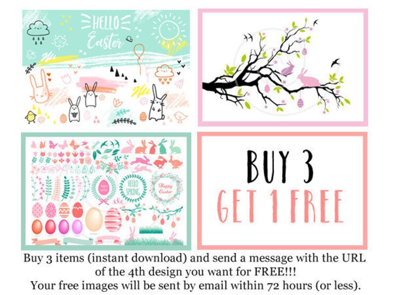 64 Easter Clip Art, Easter Photo Overlays, Bunny, Egg, Spring Flowers ...