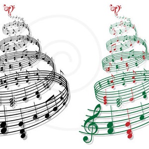 Christmas Tree With Music Notes, Printable Christmas Card, Music Tree ...
