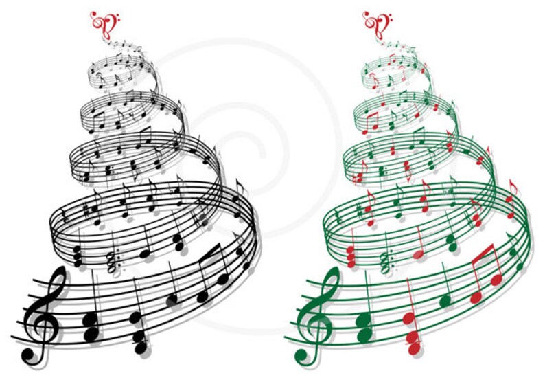 Christmas Tree With Music Notes, Printable Christmas Card, Music Tree ...