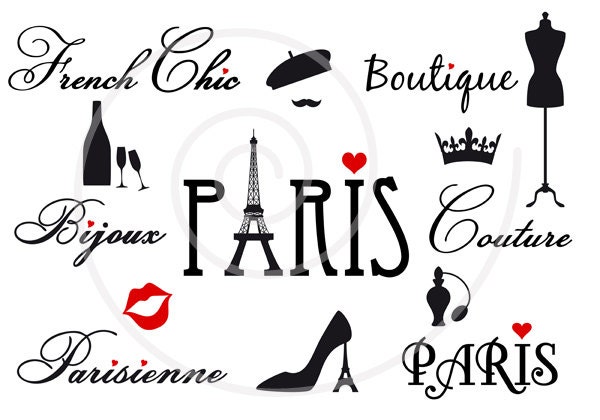 Paris digital clip art set Eiffel tower clipart 23 photo | Etsy