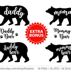 Mama Bear SVG, Papa Bear Svg, Bear Family Clip Art Bundle, Baby, Sister ...