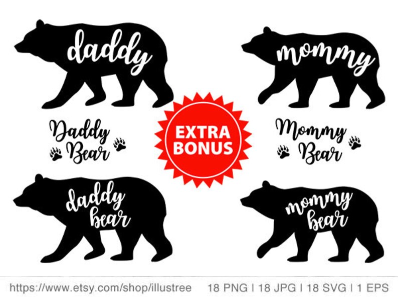 Mama bear SVG papa bear svg bear family clip art bundle | Etsy