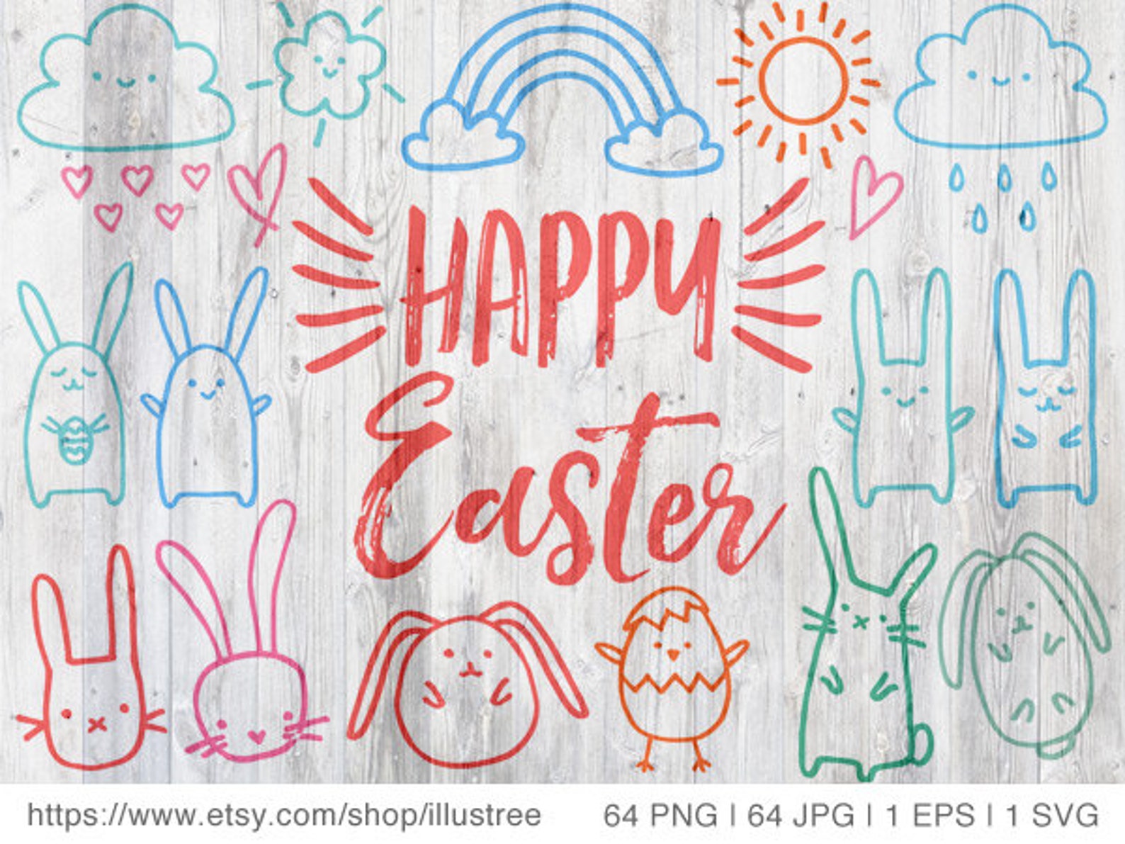 64 Easter Clip Art, Easter Photo Overlays, Bunny, Egg, Spring Flowers ...