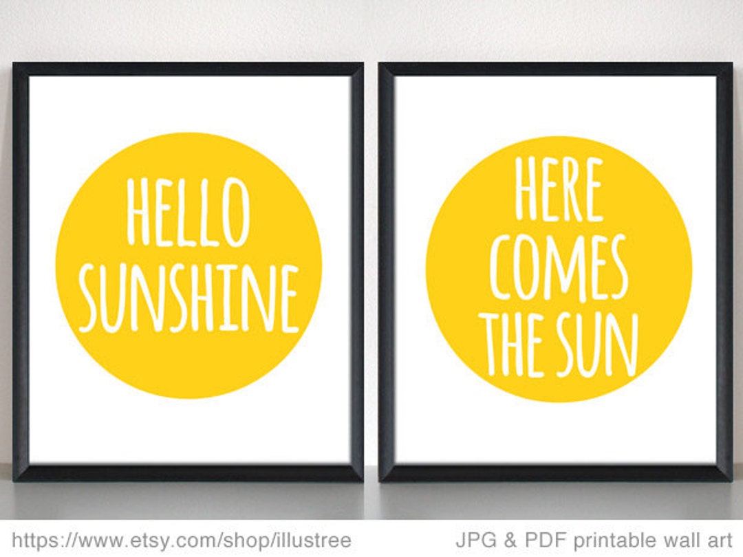 Hello Sunshine, Digital Art Print Set of Two Prints, Printable Wall Art ...