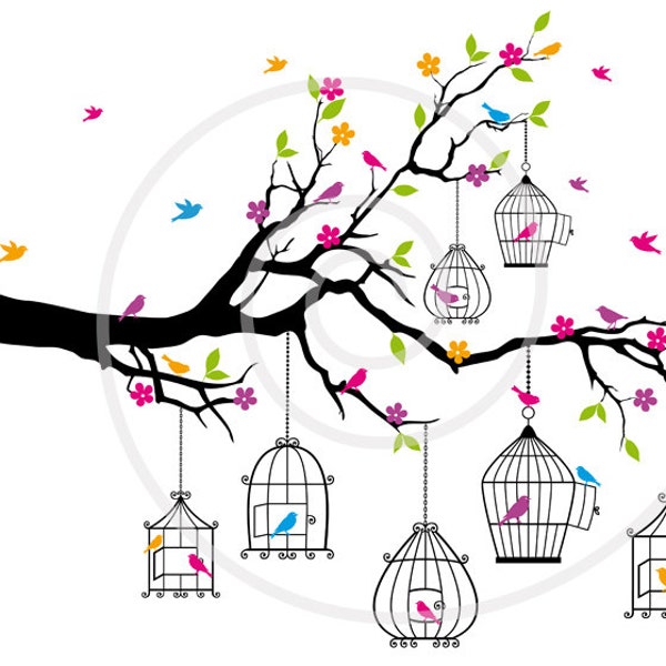 Bird Cage and Tree - Etsy