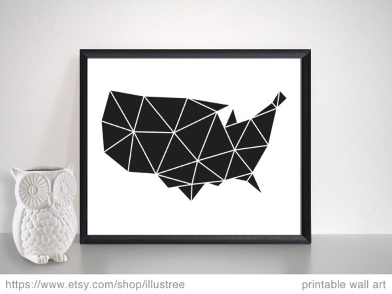 2 Abstract Geometric USA Maps Digital Art Print Set - Etsy