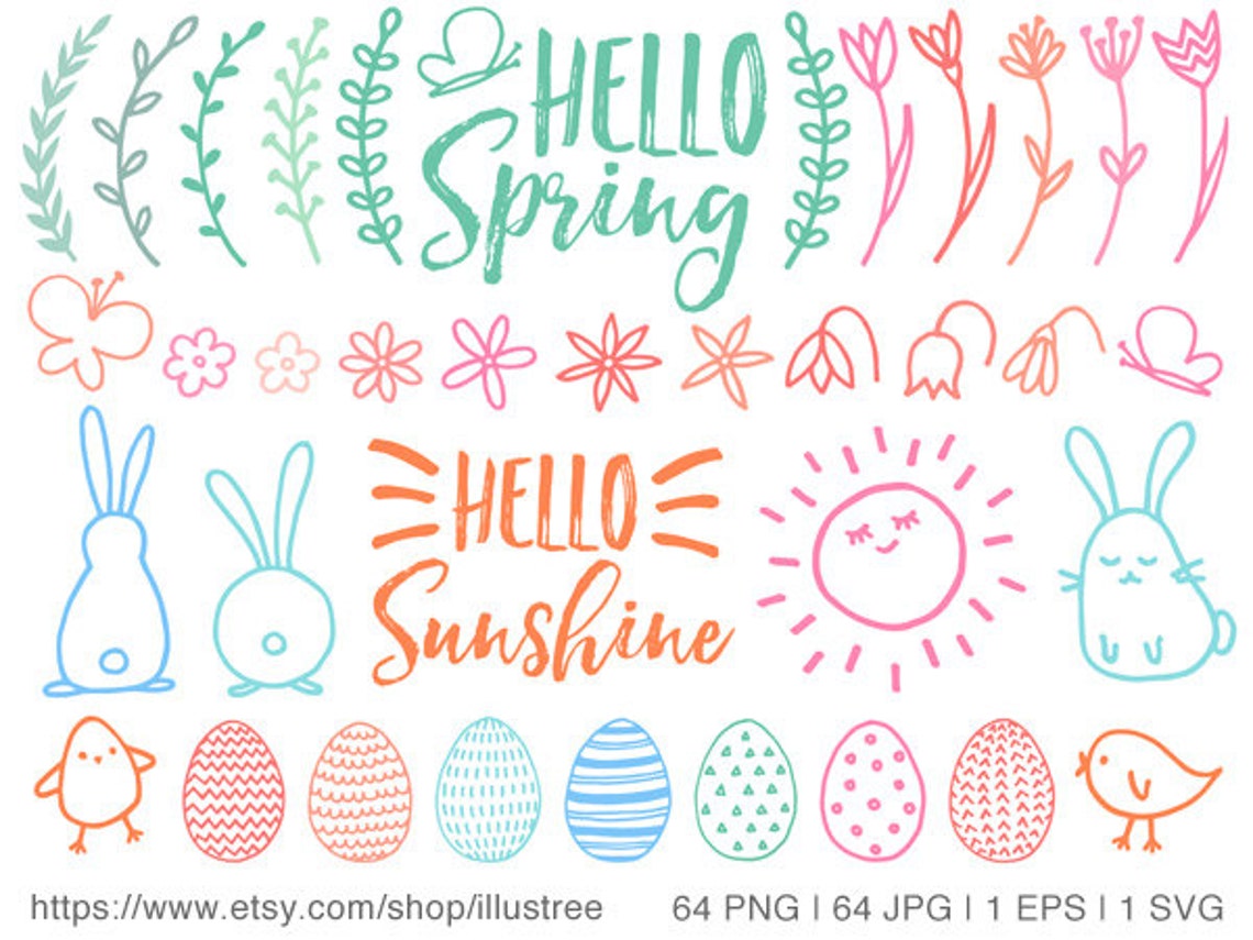 64 Easter Clip Art, Easter Photo Overlays, Bunny, Egg, Spring Flowers ...