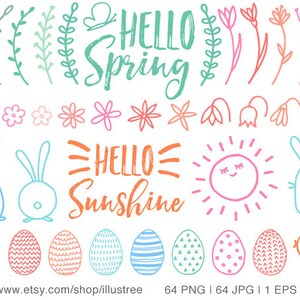 64 Easter Clip Art, Easter Photo Overlays, Bunny, Egg, Spring Flowers ...
