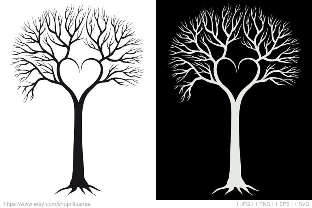 Heart Tree Svg, Wedding Tree Svg, Love Tree, Wedding Invitation ...