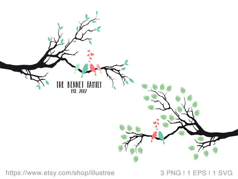 Tree Branch SVG File for Family Tree, Wedding Tree, Fingerprint Tree ...