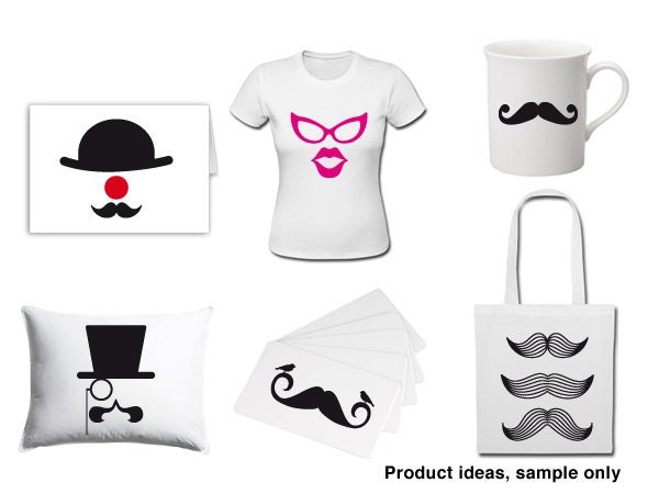 Photo Booth Props Mustache Digital Clip Art Set Printable - Etsy