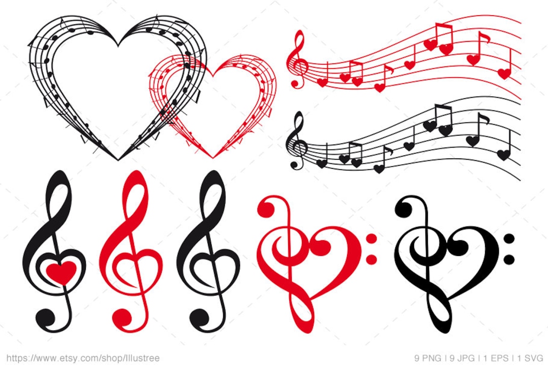 Music Digital Clip Art Set, Music Heart, Musical Notes, Digital ...