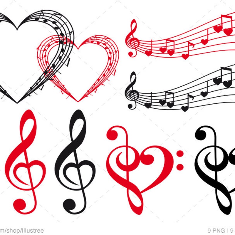 Music Note Heart - Etsy