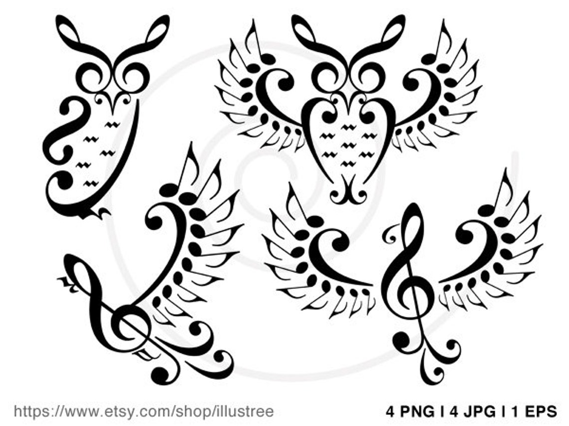 Music Owls Music Birds Digital Clip Art Music Notes Clipart | Etsy