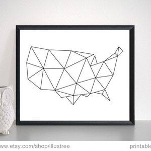 2 Abstract Geometric USA Maps, Digital Art Print Set, Printable Wall ...