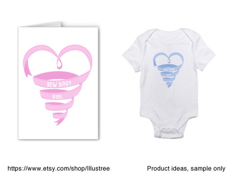 New Baby It's a Boy a Girl Digital Clip Art Set Heart - Etsy