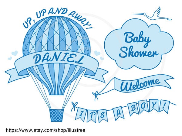 Baby Clip Art Hot Air Balloon Baby Shower It's a Boy - Etsy
