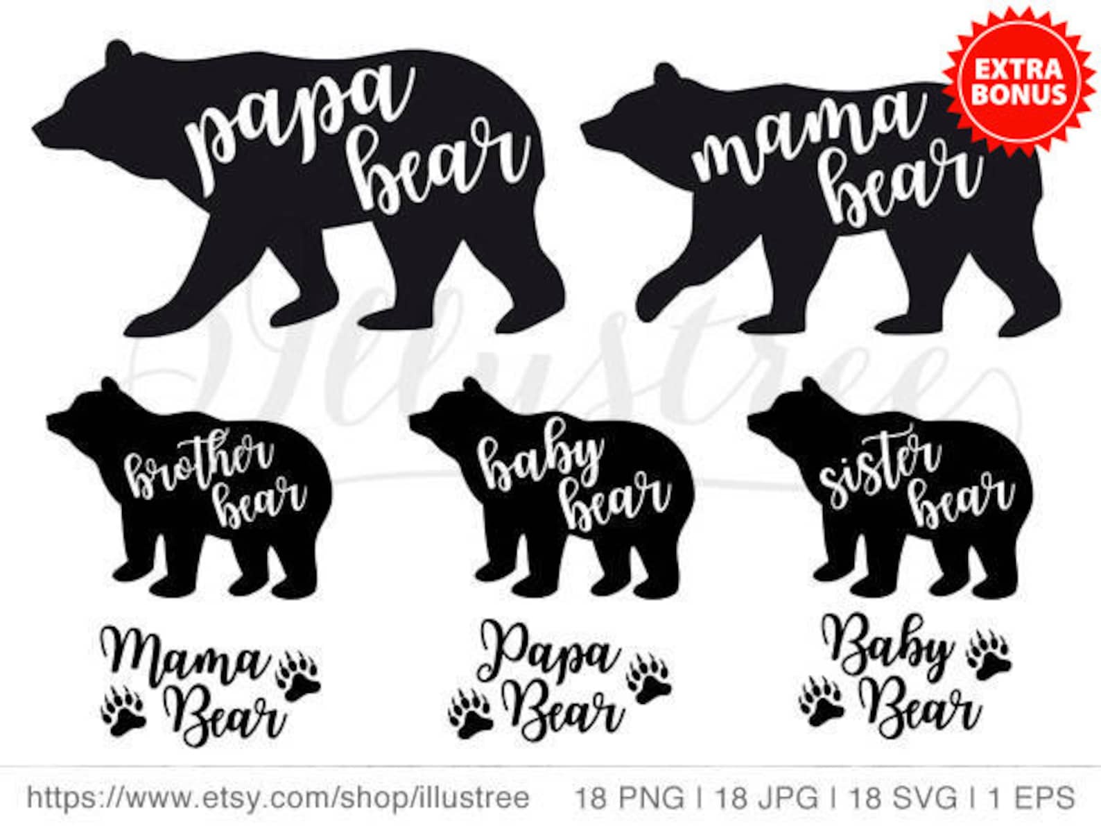 Mama bear SVG papa bear svg bear family clip art bundle | Etsy