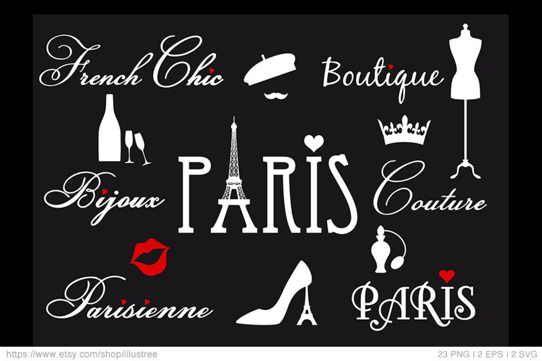 Paris Digital Clip Art Set Eiffel Tower 23 White Photo - Etsy