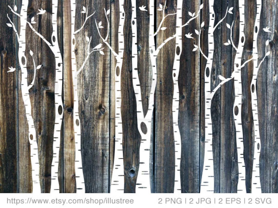 Birch Trees SVG Birch Tree Forest Digital Clip Art Black - Etsy Canada
