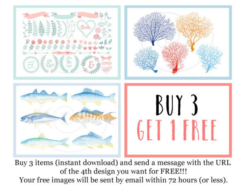 Fish digital clip art blue sea fishes clipart set | Etsy