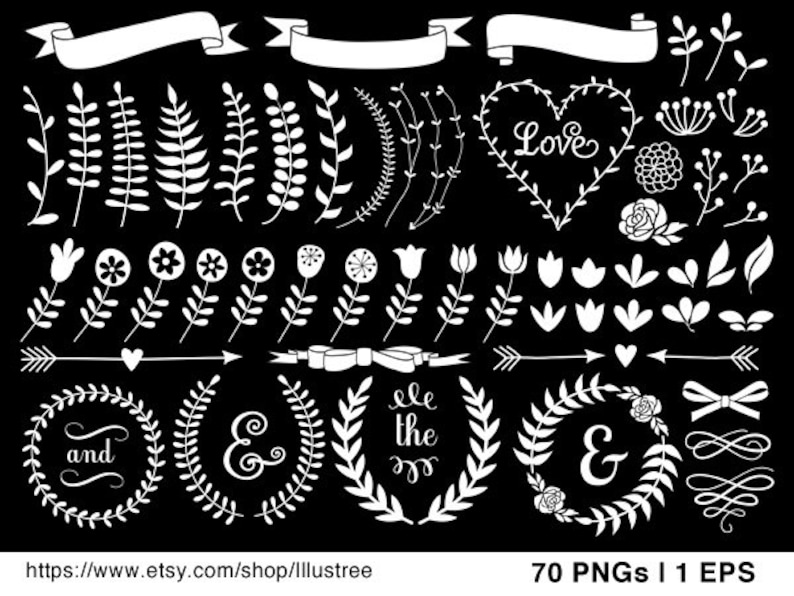 70 Floral Laurel Wreath Clip Art Vintage Roses Hand-drawn - Etsy