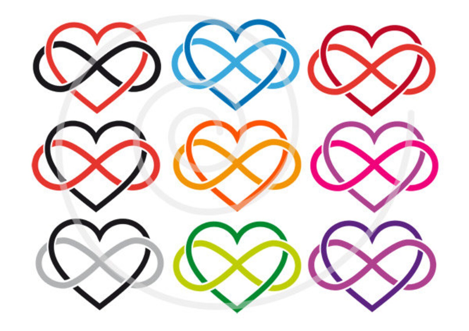 15 Hearts Clip Art With Infinity Sign Never Ending Love Love - Etsy