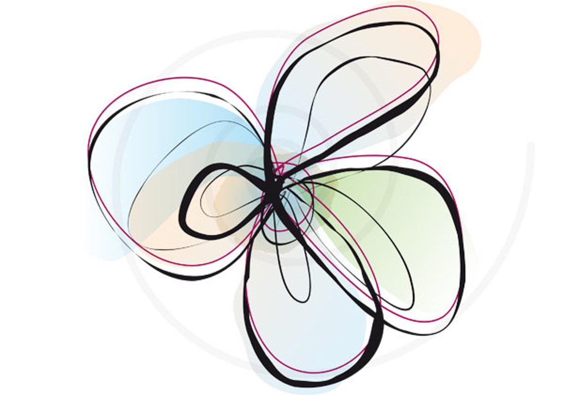 Abstract Spring Flowers Digital Clip Art Set Ink Drawing | Etsy