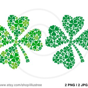 Lucky Four Leaves Clover, Digital Clip Art, Green Shamrock Leaf, St ...