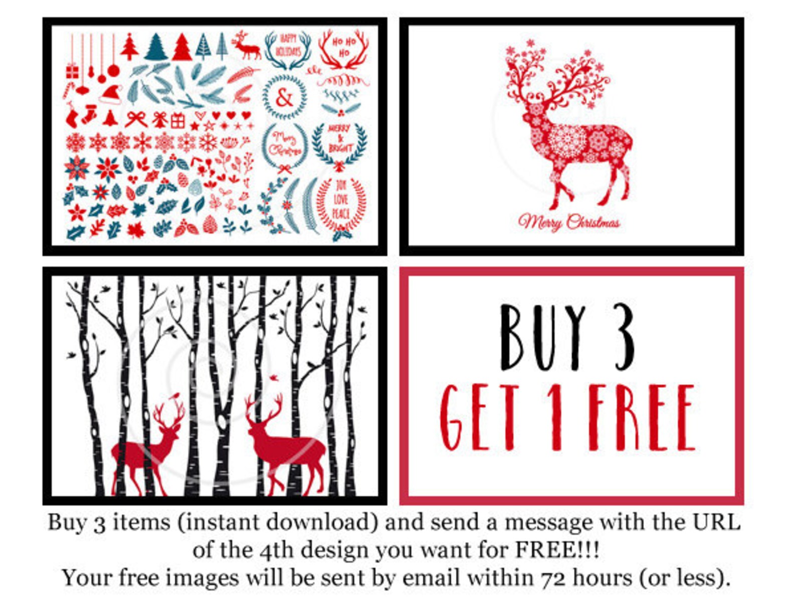 125 White Christmas Clipart Huge Digital Clip Art Set Mega | Etsy