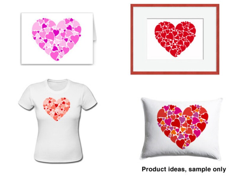 Red Heart Digital Clip Art Set Printable Valentines Day Card - Etsy