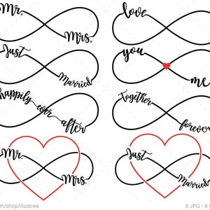 Wedding Clip Art With Infinity Sign, Mr and Mrs, Just Married ...