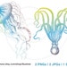 Jellyfish and Octopus, Digital Clipart, Illustration, Drawing, Sealife ...