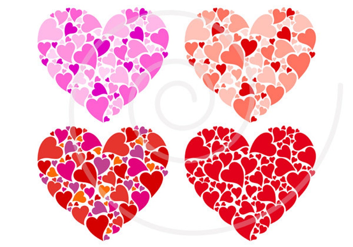 Red Heart Digital Clip Art Set Printable Valentines Day Card - Etsy ...