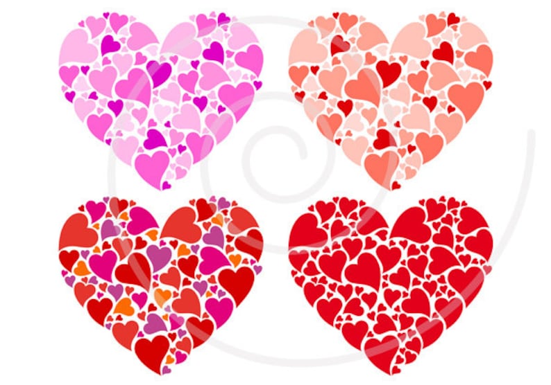 Red Heart Digital Clip Art Set Printable Valentines Day Card - Etsy