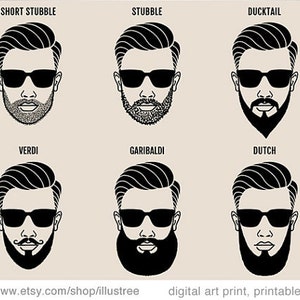Beard Style Guide Digital Art Print, Printable Wall Art, 8x10, 11x14 ...