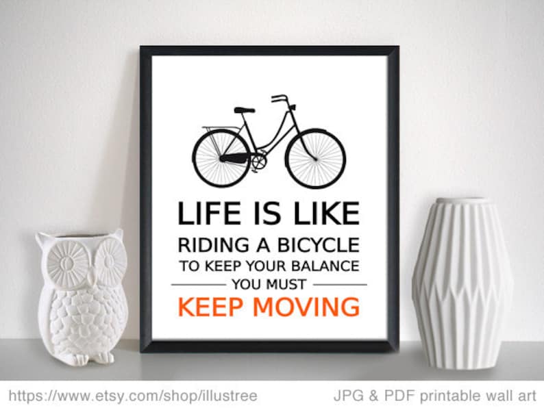 Life is like riding a bicycle Einstein qoute printable wall | Etsy