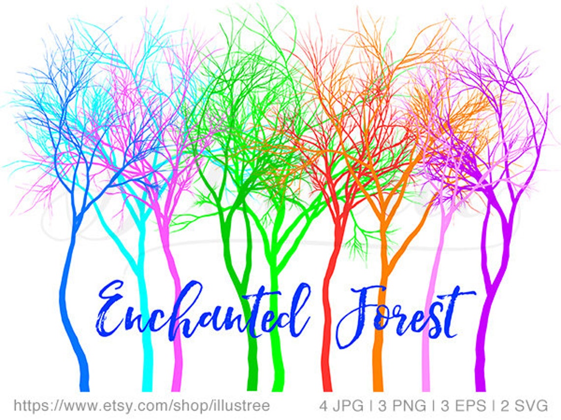 Trees SVG 9 tree silhouettes digital clip art enchanted | Etsy