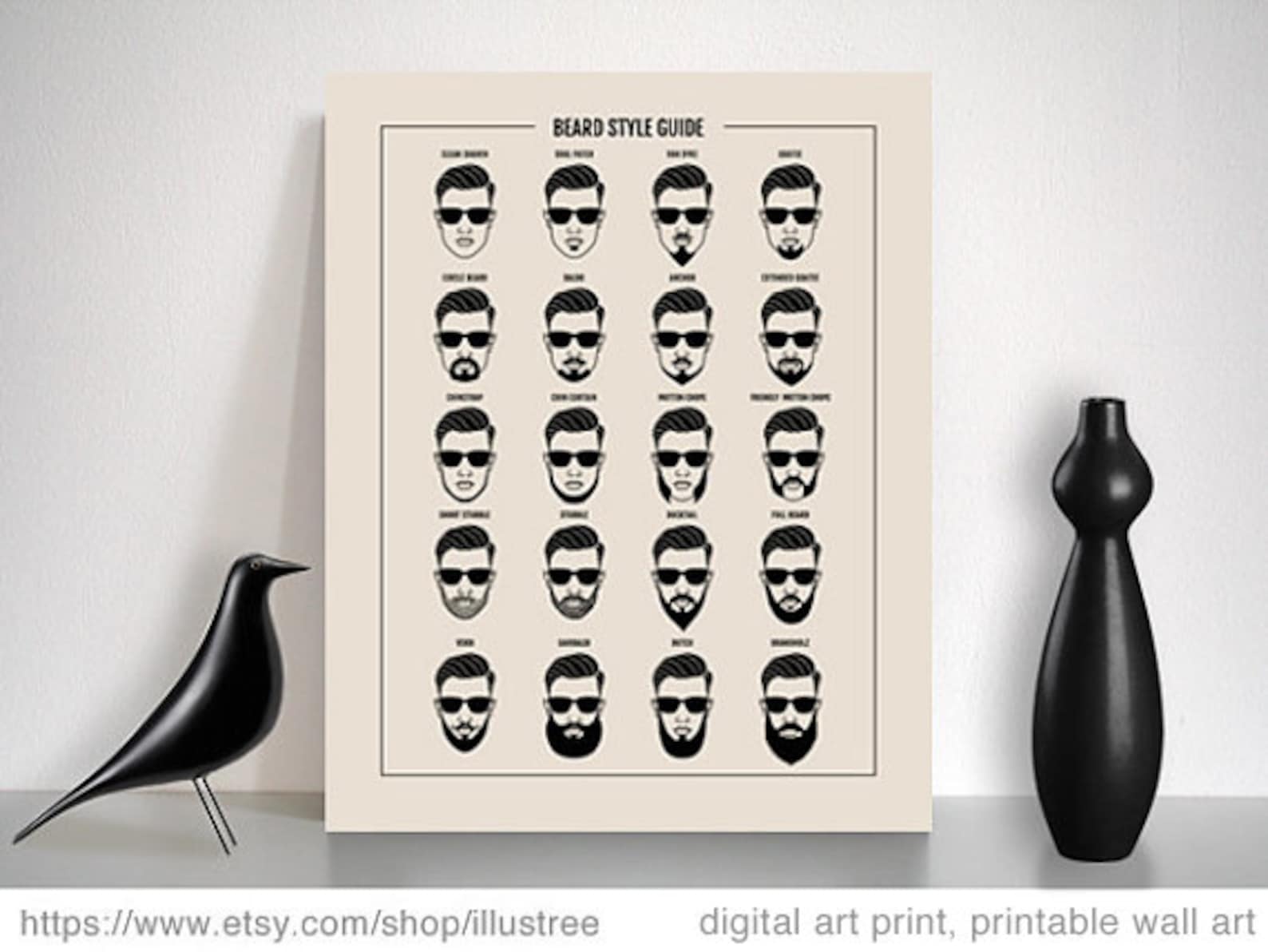 Beard Style Guide Digital Art Print Printable Wall Art 8x10 | Etsy