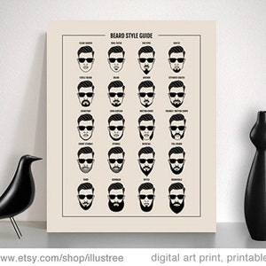 Beard Style Guide Digital Art Print, Printable Wall Art, 8x10, 11x14 ...