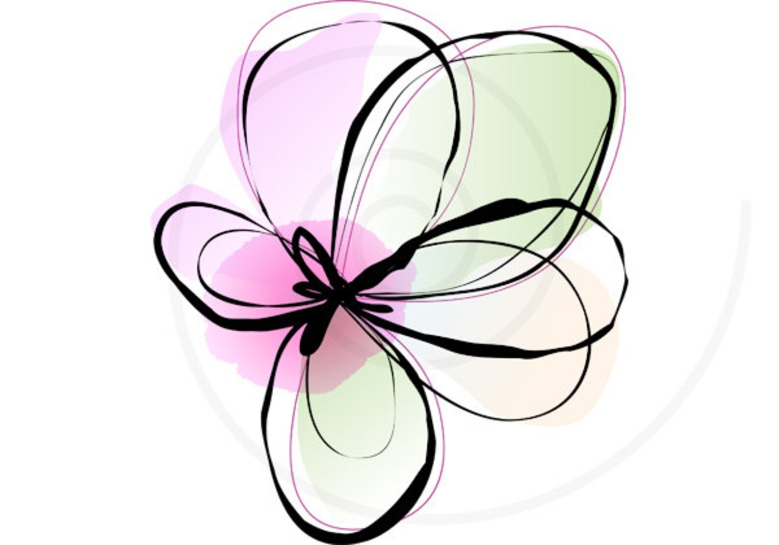 Abstract Spring Flowers Digital Clip Art Set Ink Drawing | Etsy