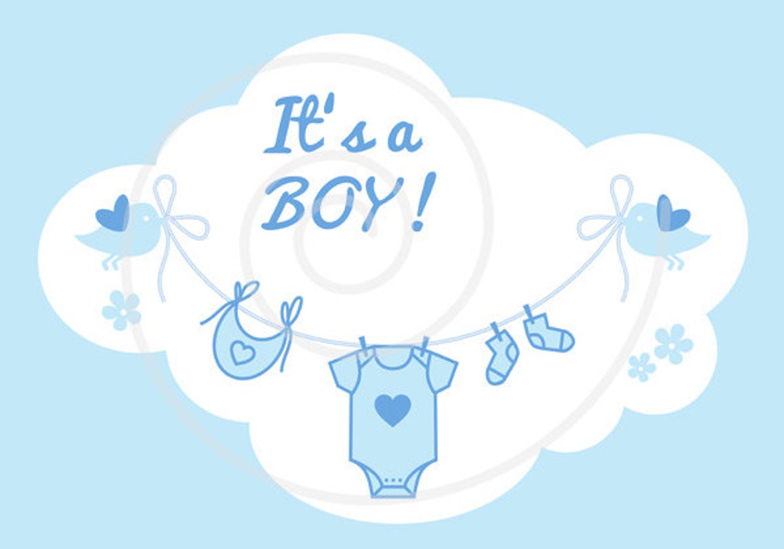 New Baby Clip Art It's a Girl It's a Boy Blue and | Etsy