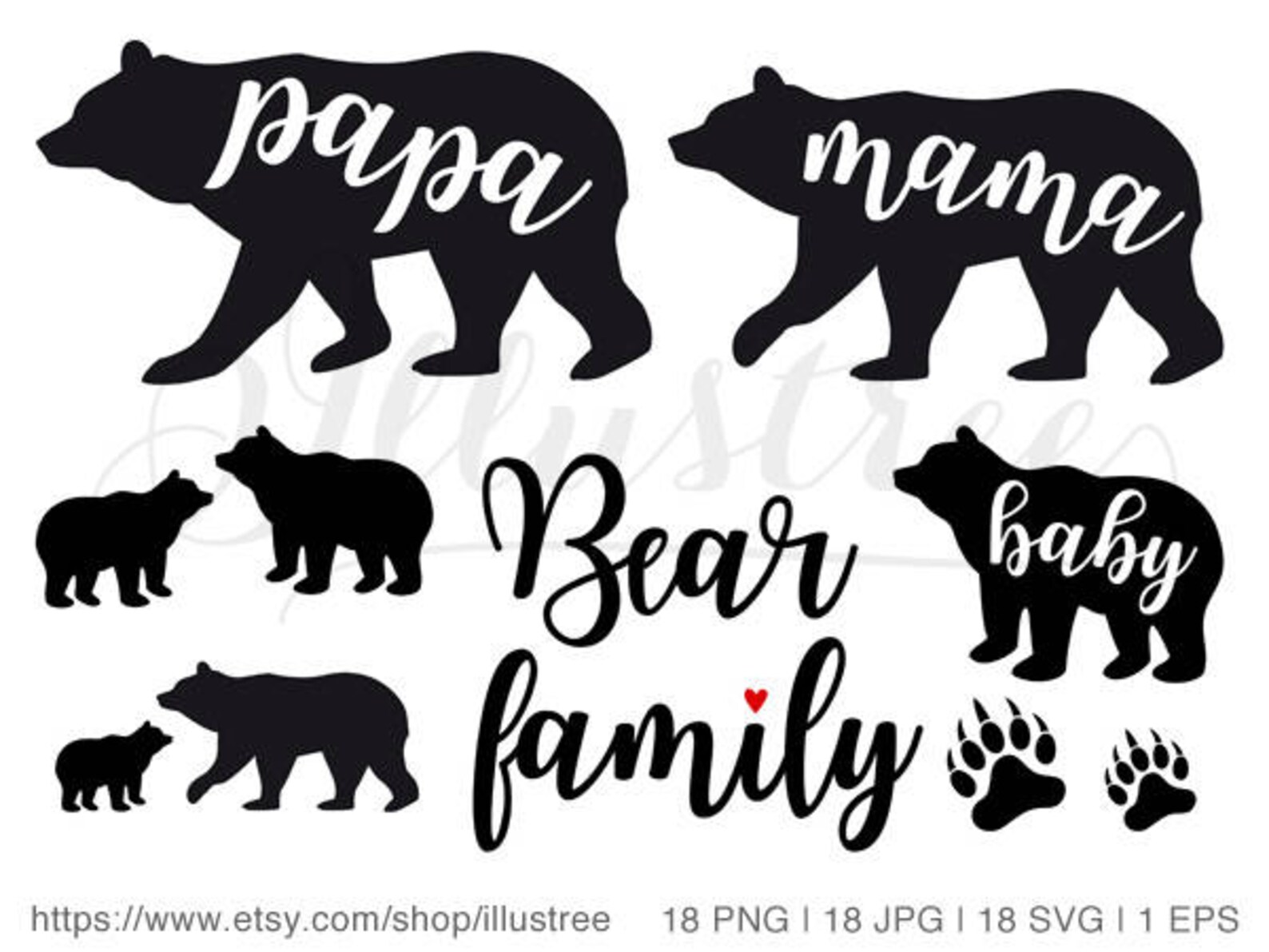 Mama bear SVG papa bear svg bear family clip art bundle | Etsy