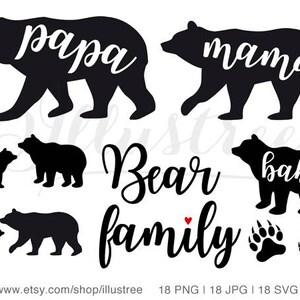 Mama Bear SVG, Papa Bear Svg, Bear Family Clip Art Bundle, Baby, Sister ...