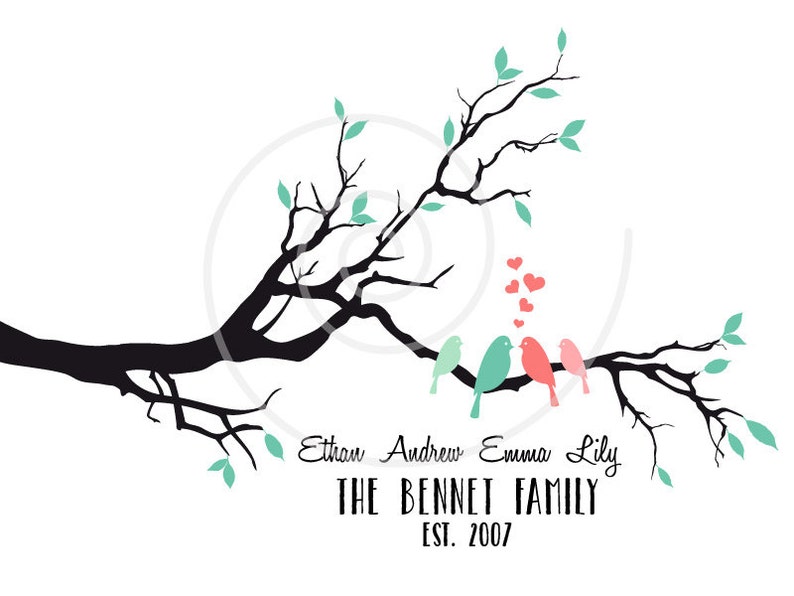 Personalized Family Tree Custom Family Tree With Birds - Etsy