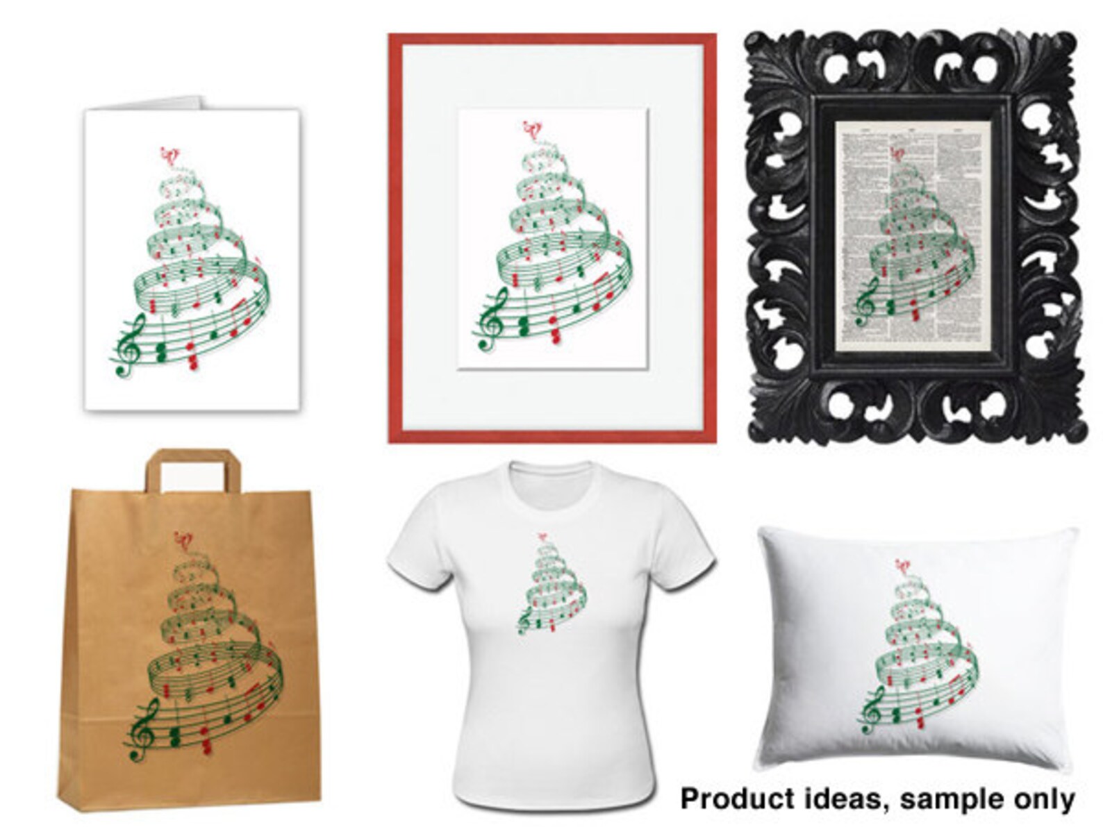 Christmas Tree With Music Notes Printable Christmas Card - Etsy